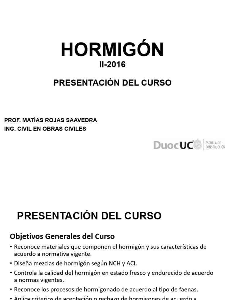 Presentación Curso Hormigón | PDF