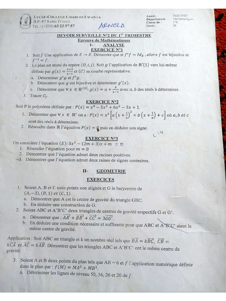 Exo Maths 1ères | PDF