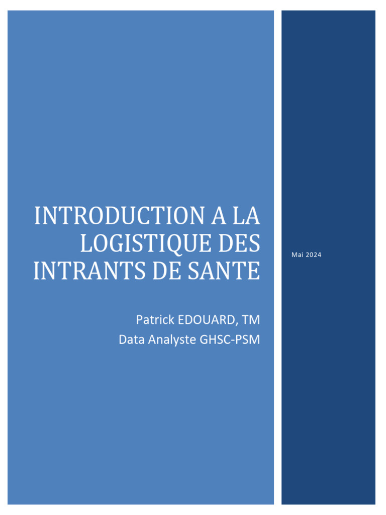 INTRODUCTION A LA LOGISTIQUE DES INTRANTS de Santé | PDF