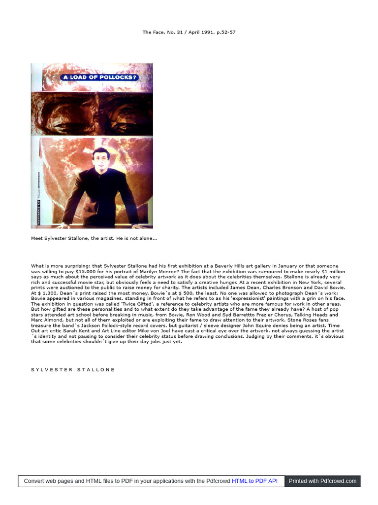 The Face Lynch Bowie Stallone | PDF