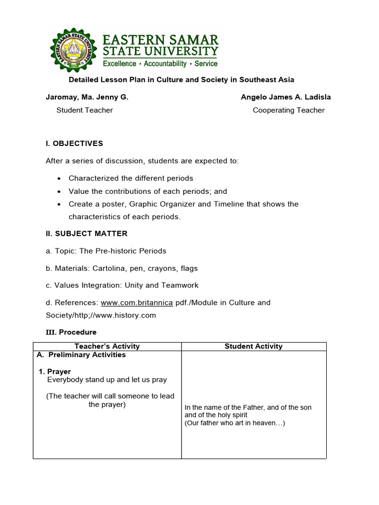 Led Lesson Plan in Culture and Society in Southeast Asia | PDF