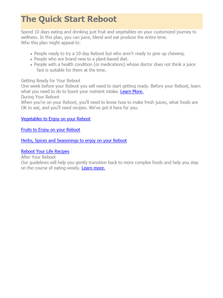 The Quick Start Reboot | PDF