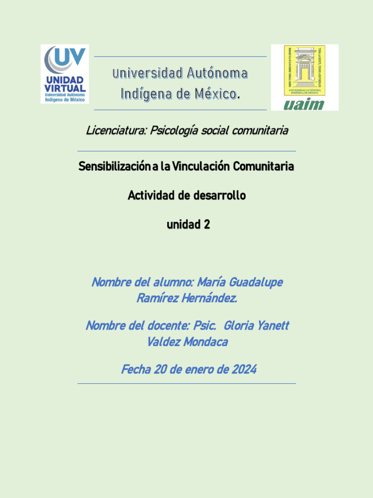 Actividad de Desarrollo Unidad 2 SVC MG Ramirez Hernandez | PDF