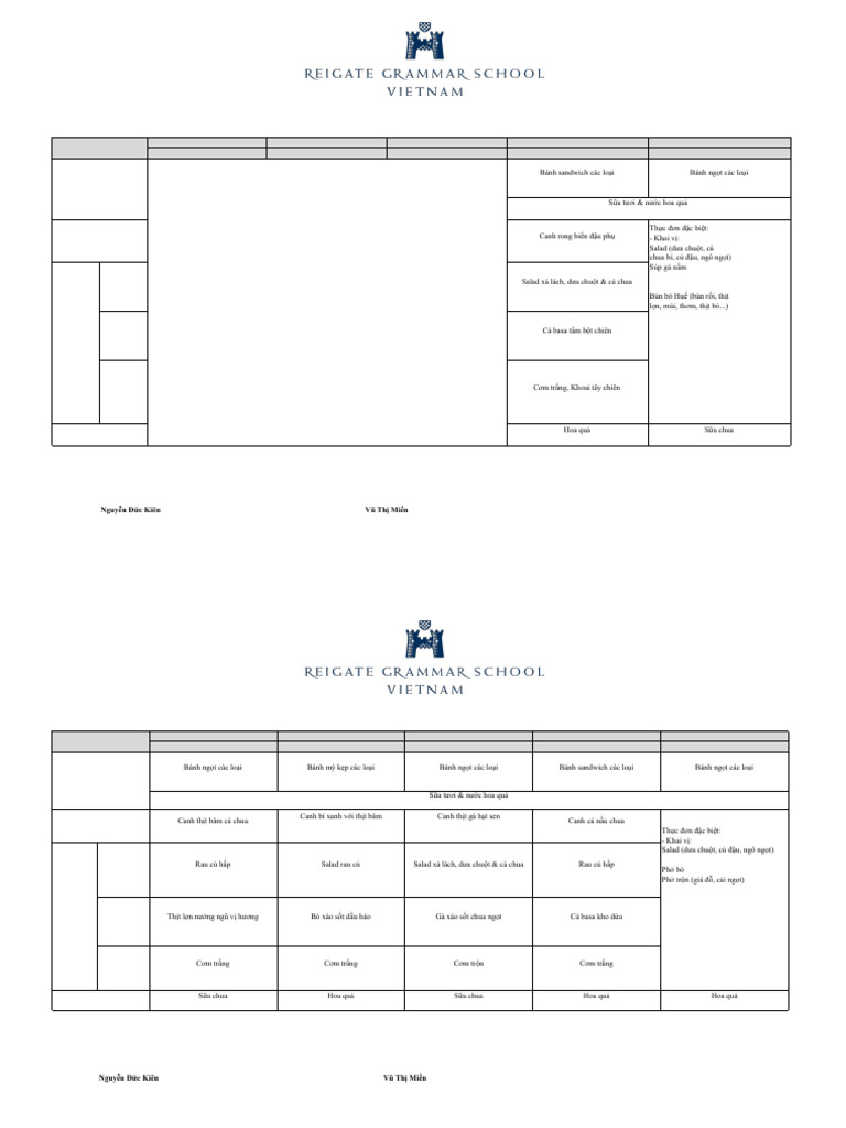 Student Menu - Quater 1 (2024-2025) | PDF