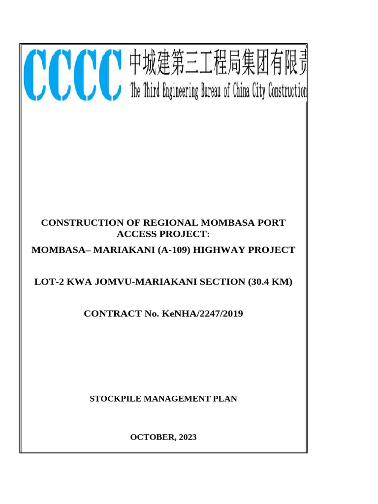 Stockpile Management Plan. | PDF