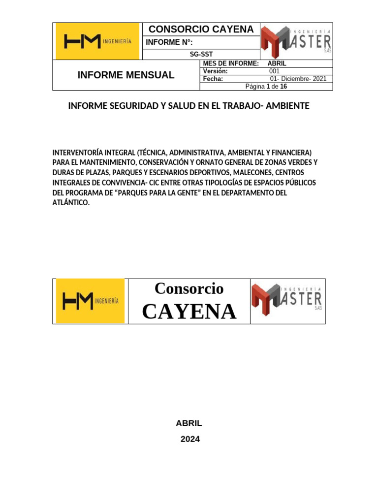 Informe Seguridad y Salud en El Trabajo - Ambiente | PDF | Valores | Tecnología