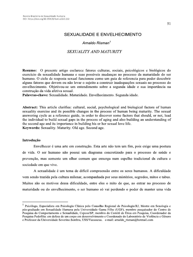 Art - Sexualidade e Envelhecimento - Risman | PDF