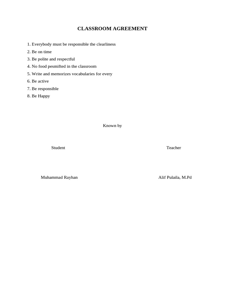 Classroom Agreement | PDF