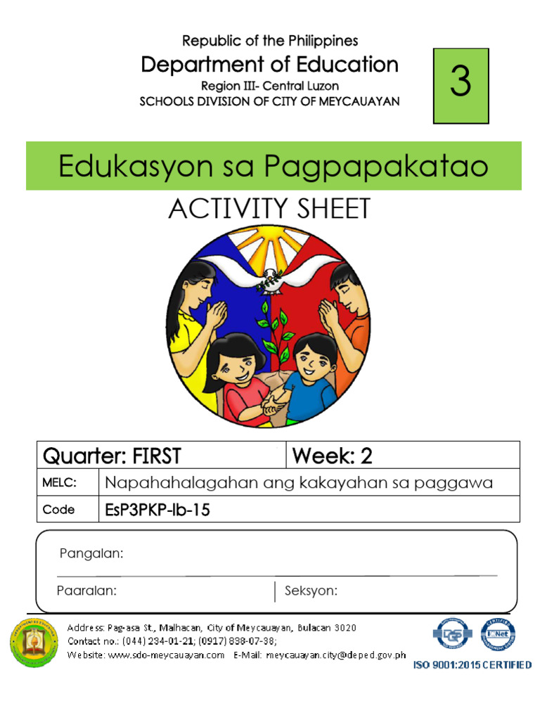 Edited Esp Grade 3 As q1 Week 2.0 Rochel v. Tayco | PDF