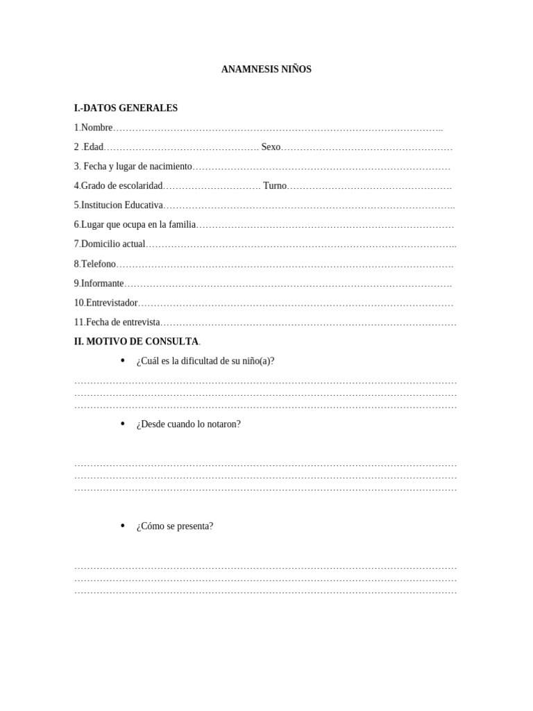 Anamnesis Niños Transcritos | PDF