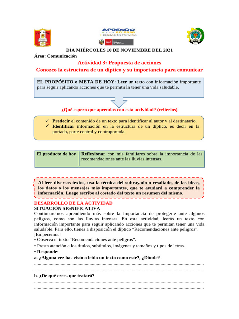 Aula en Casa Miércoles 10 - S31 - C | PDF