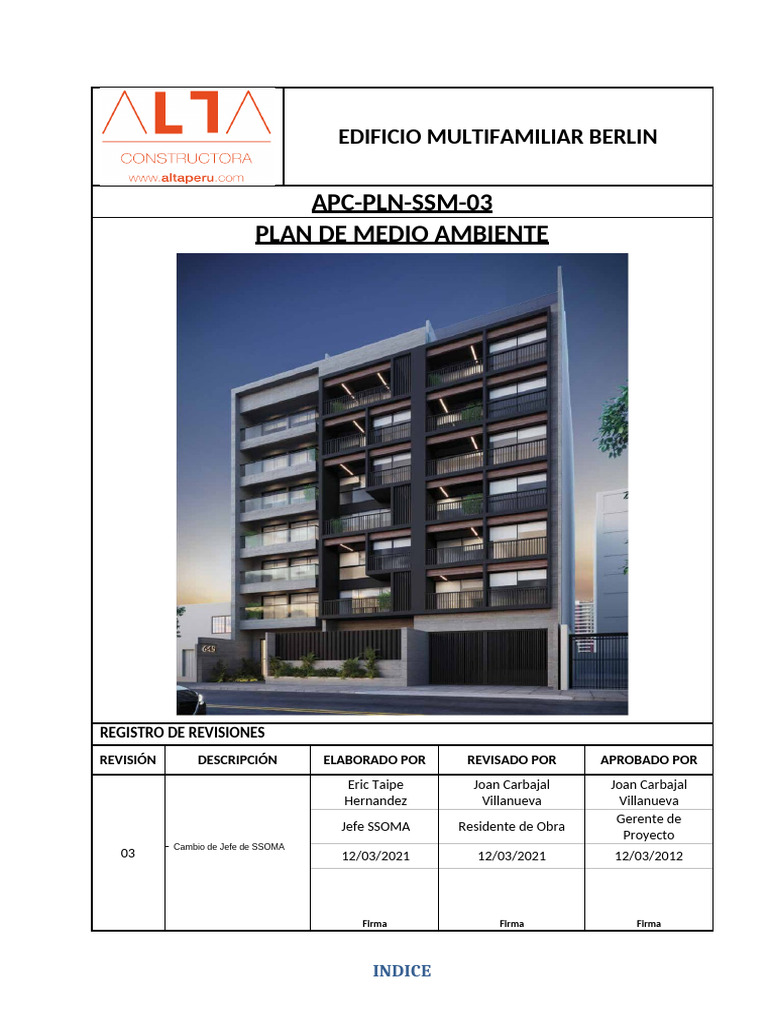 APC-PLN-SSM-03 - Plan de Medio Ambiente JP | PDF | Residuos | Agua