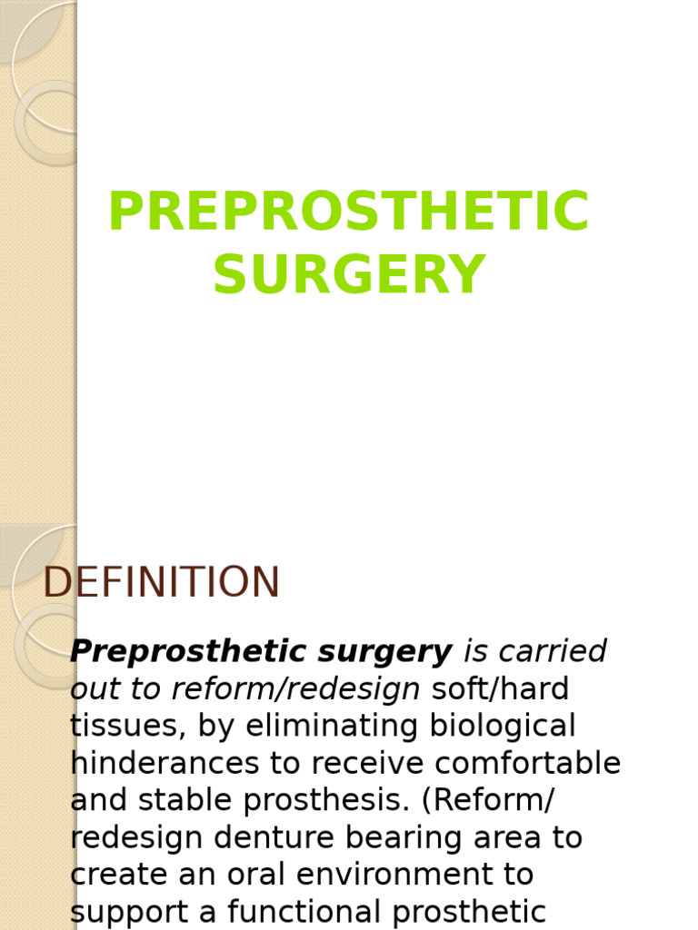 Pre-Prosthetic Surgery | PDF | Mouth