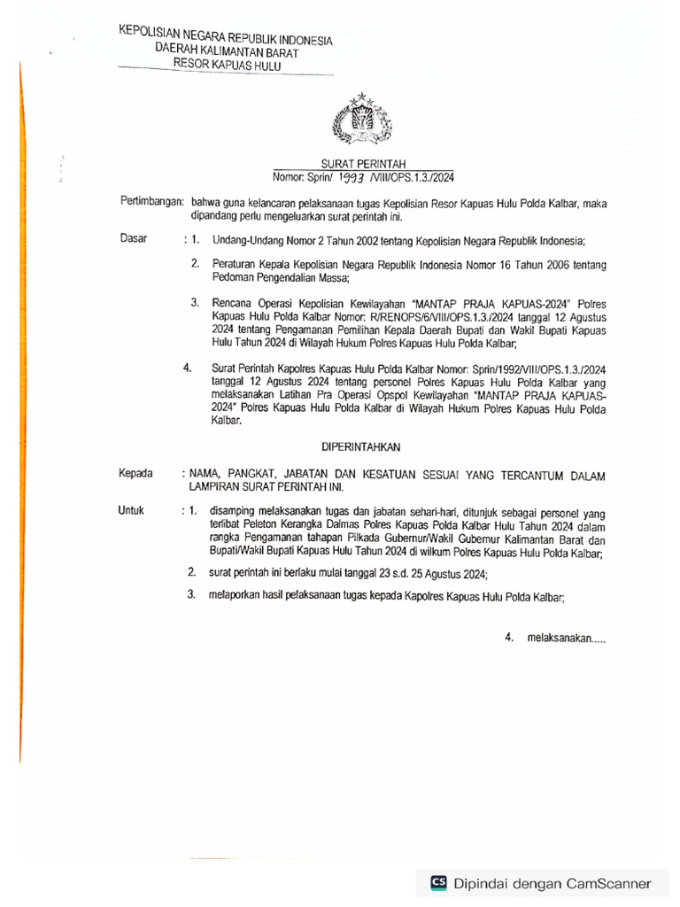 Sprin Pleton Kerangka Dalmas Tahun 2024 | PDF