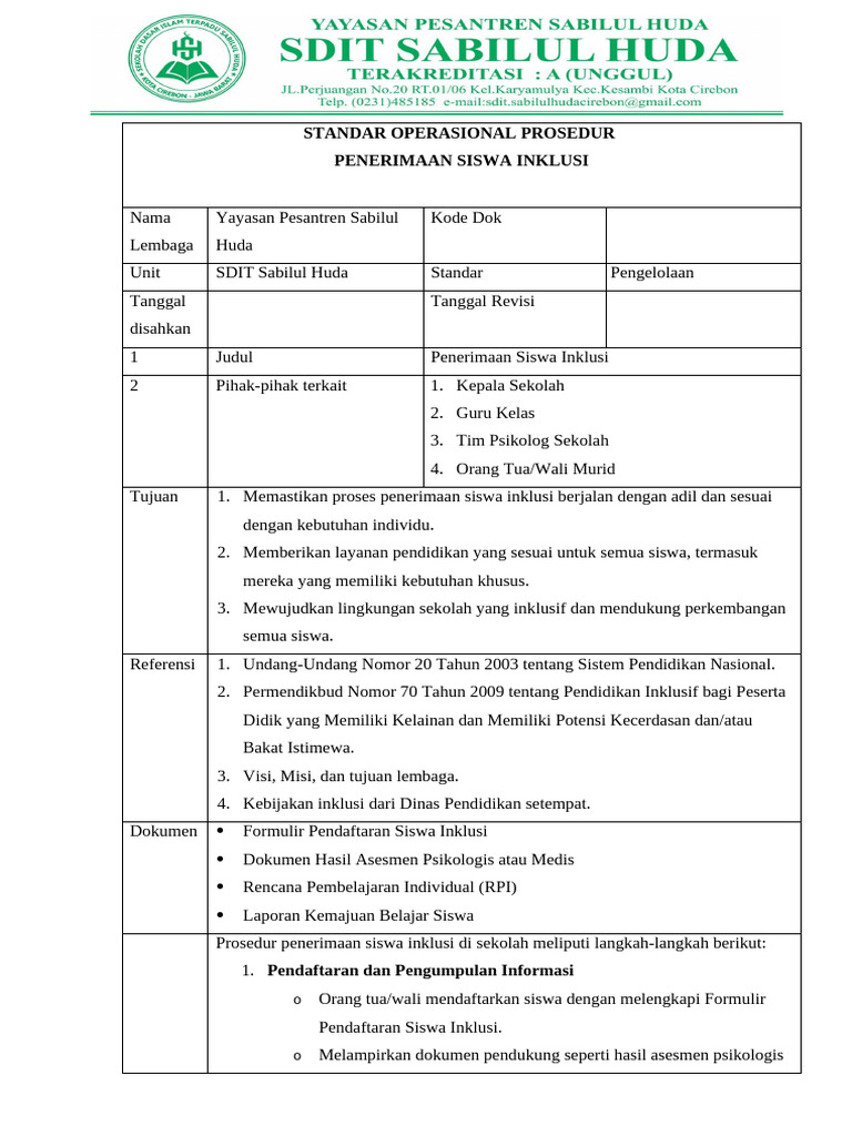 Sop Inklusi | PDF