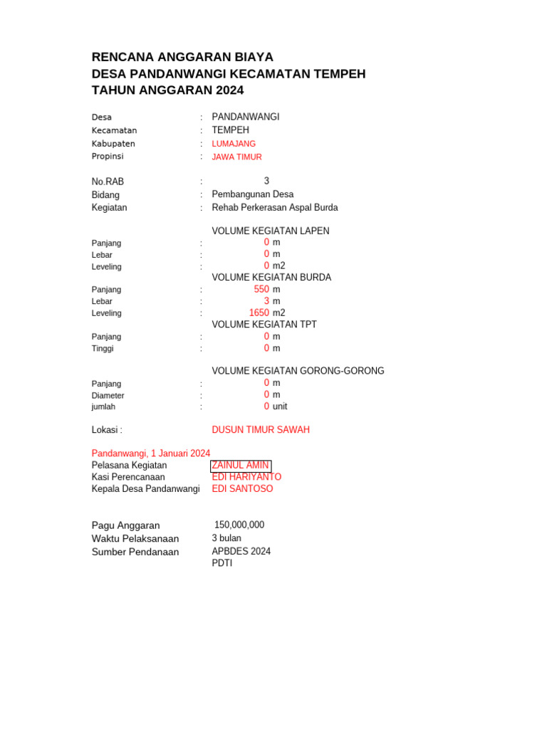 RAB Aspal Burda | PDF