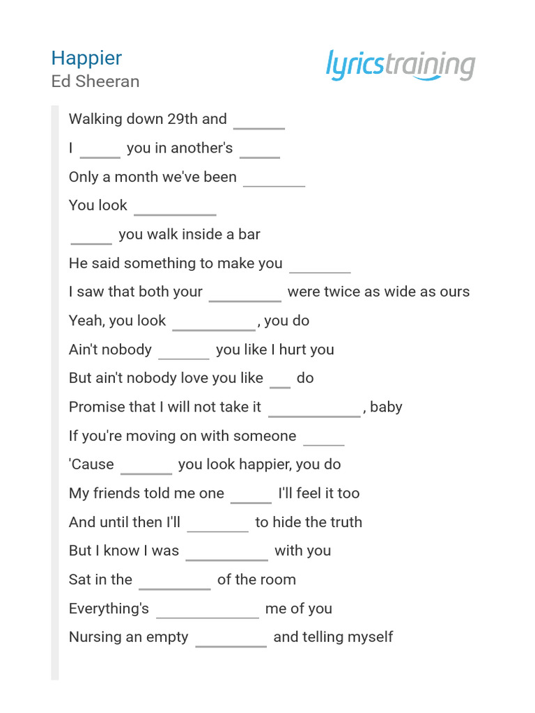 Happier Ed Sheeran Lyrics | PDF