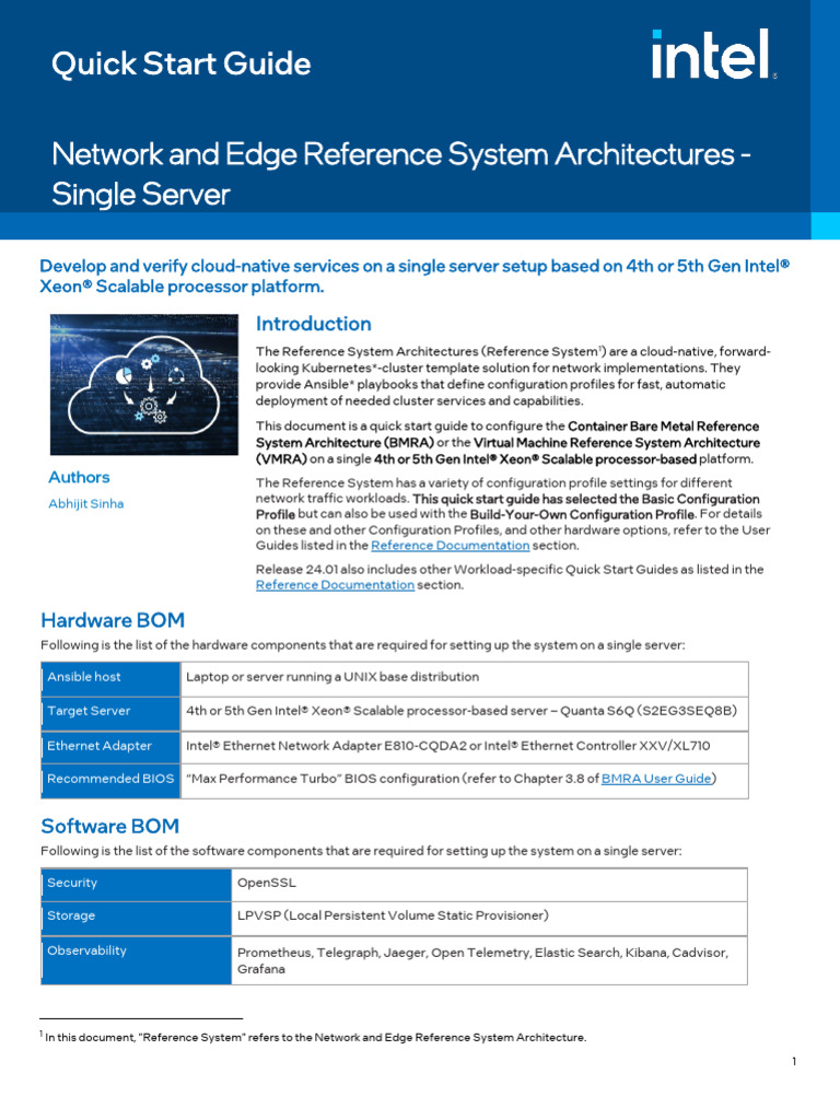 Network and Edge Reference System Architectures Single Server Quick Start Guide 1706611188 | PDF