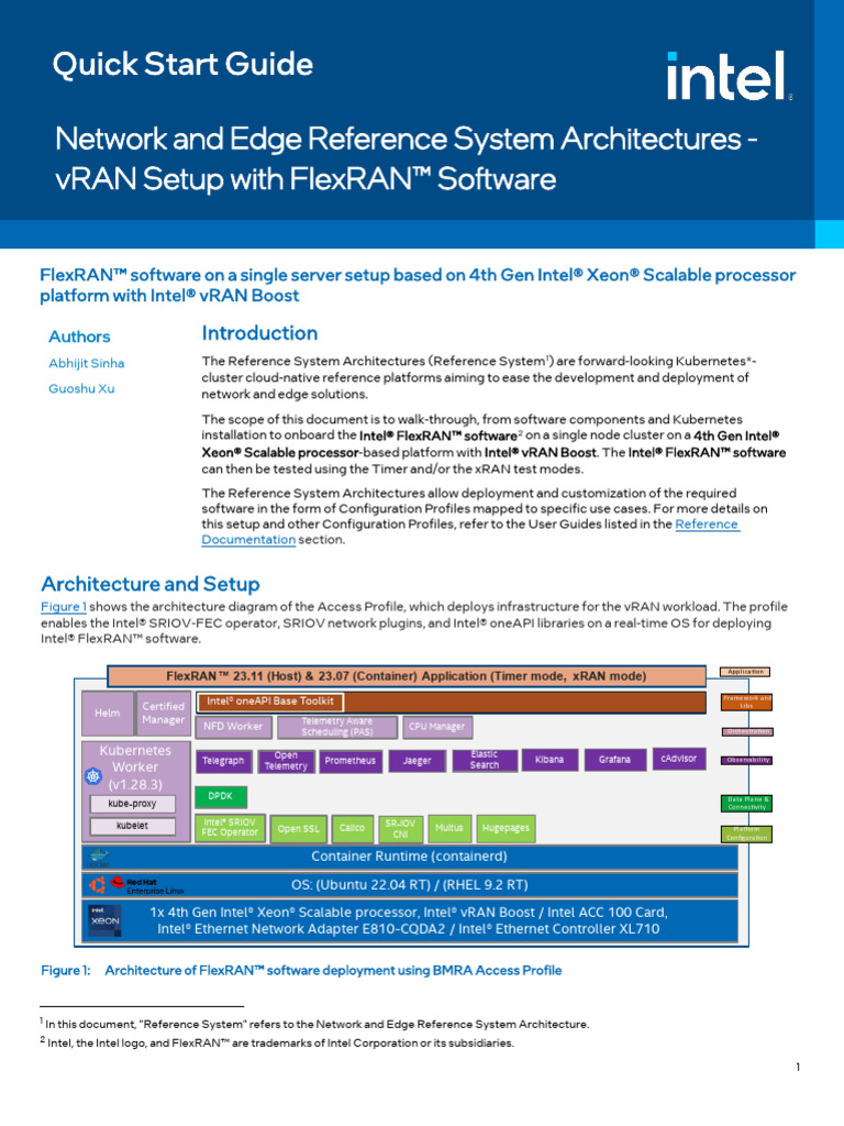 Network and Edge Reference System Architectures Vran Setup With Flexran Software Quick Start ...