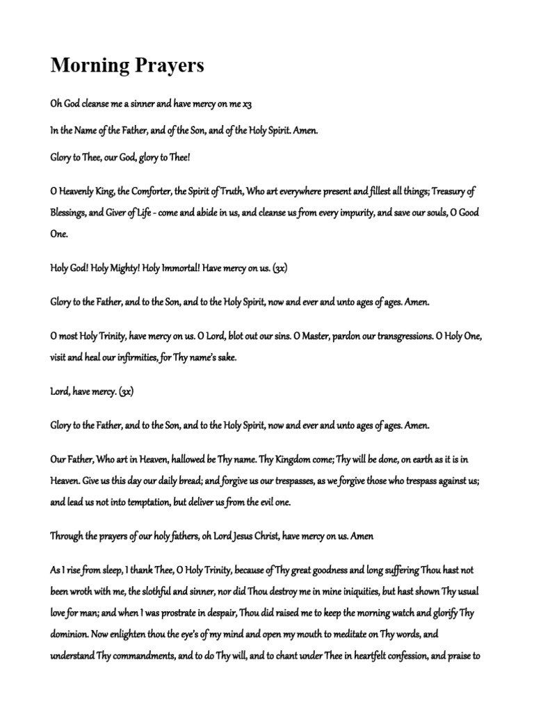 Orthodox Christian Morning Prayers | PDF | Lord's Prayer | God The Father