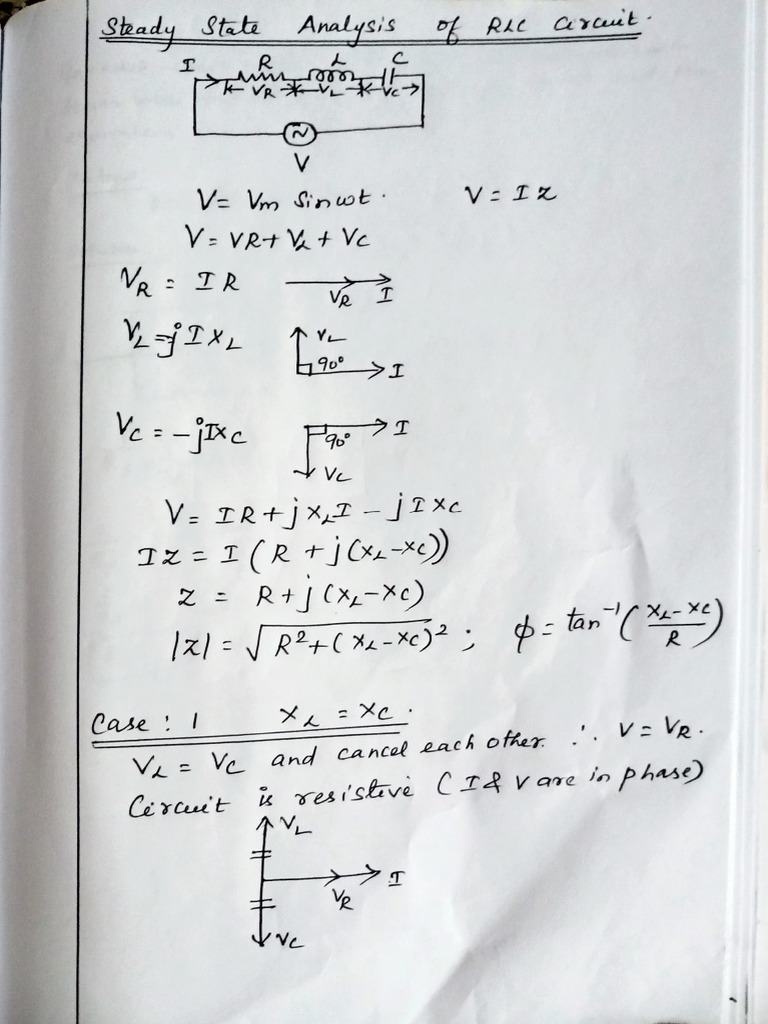 Unit 1 Steady State Analysis Of Rlc Series Circuit Pdf
