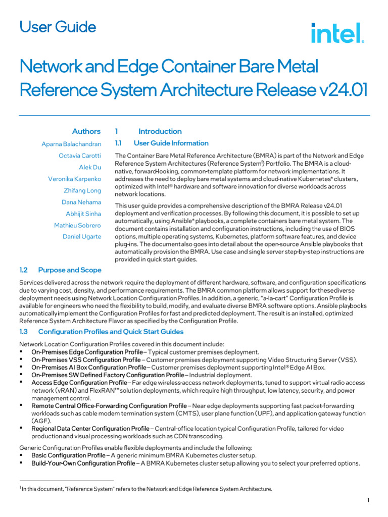Network and Edge Container Bare Metal Reference System Architecture ...
