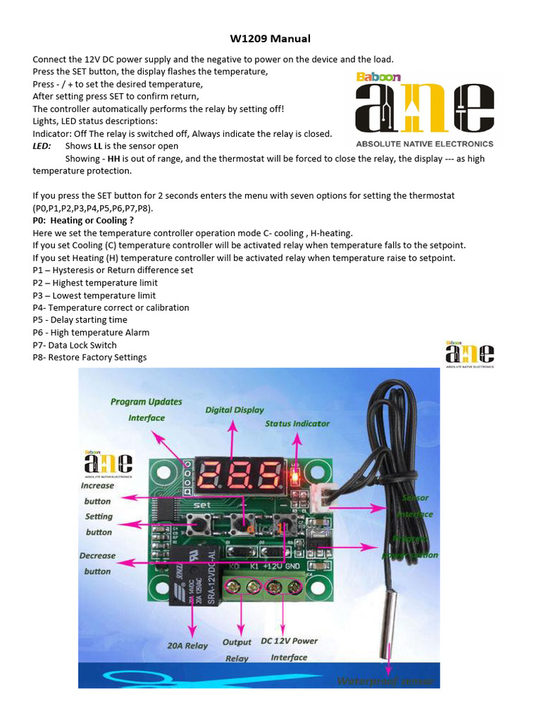 W1209 Temperature Controller Guide | PDF