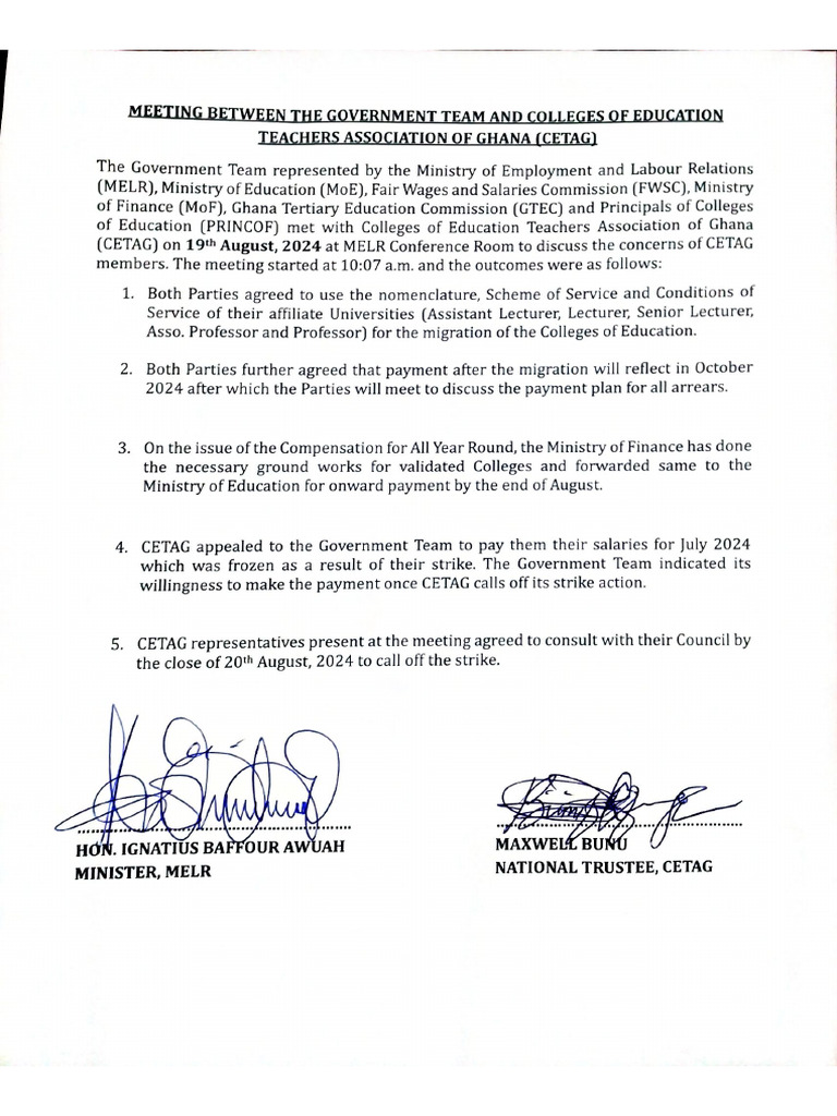 Minutes of Meeting Between Government and Cetag | PDF