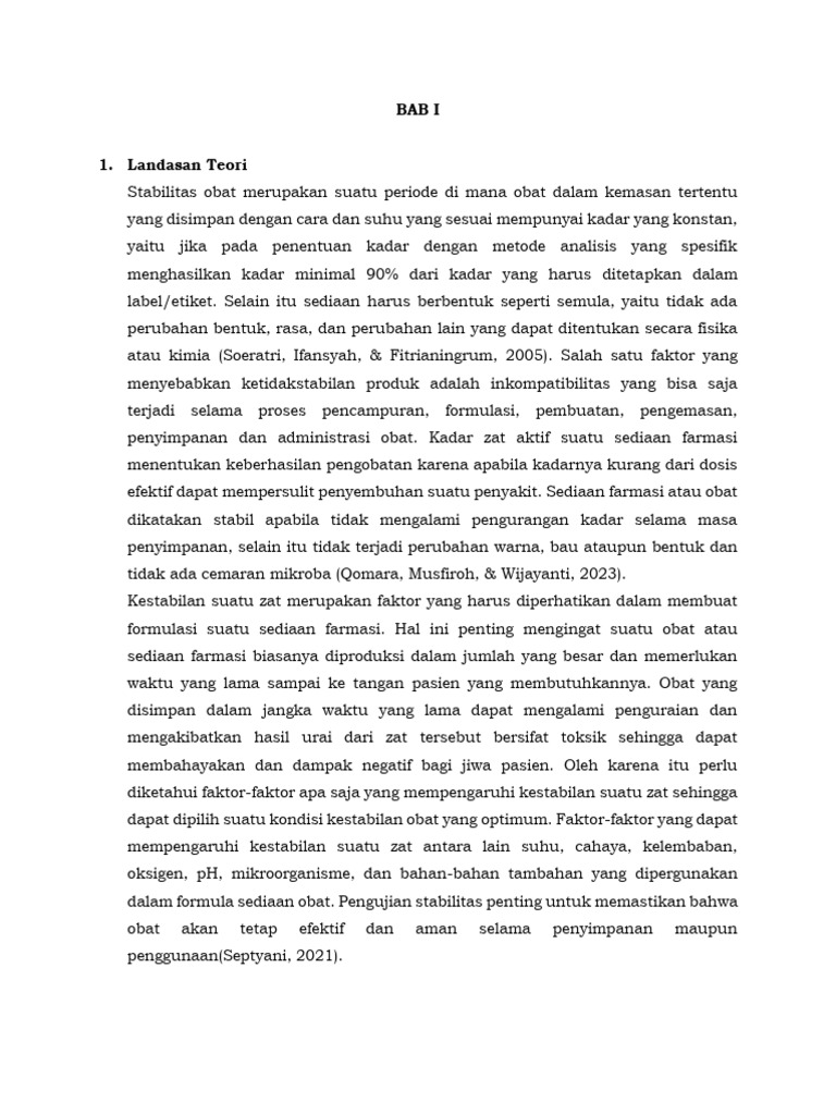 Laprak Uji Stabilitas | PDF