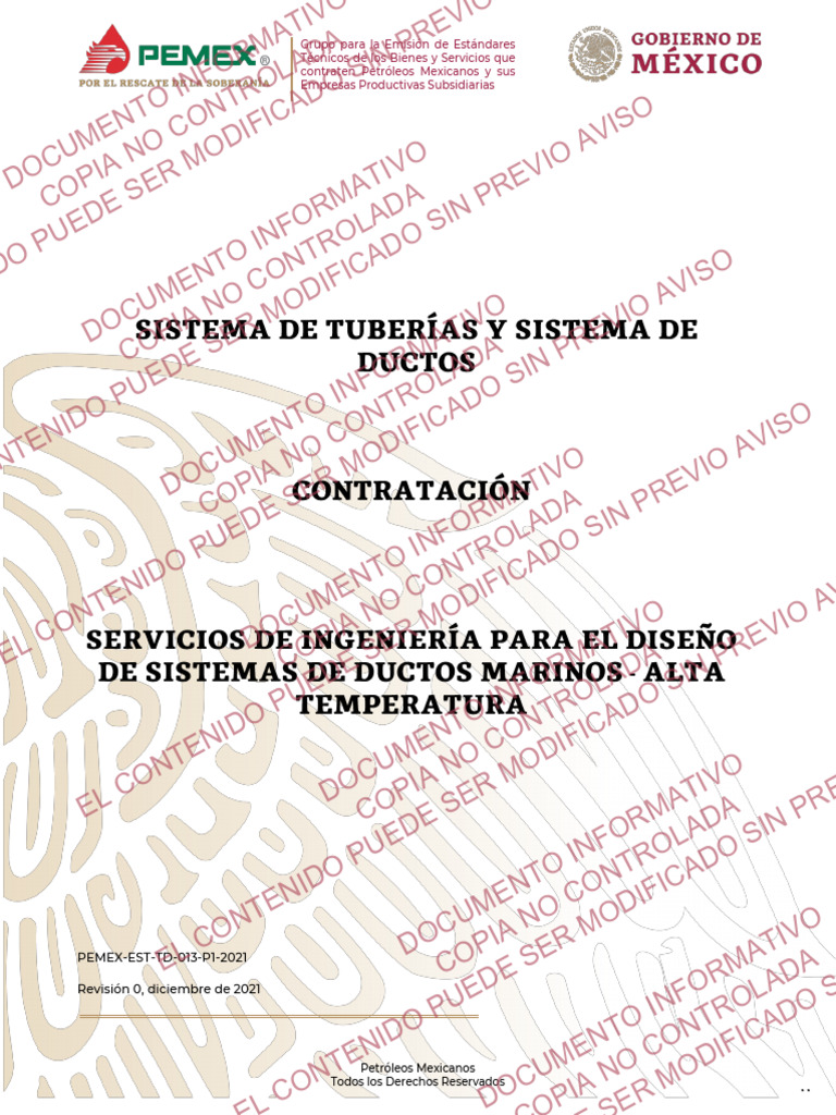 Pemex Est TD 013 p1 2021 (Ductos Marinos) | PDF