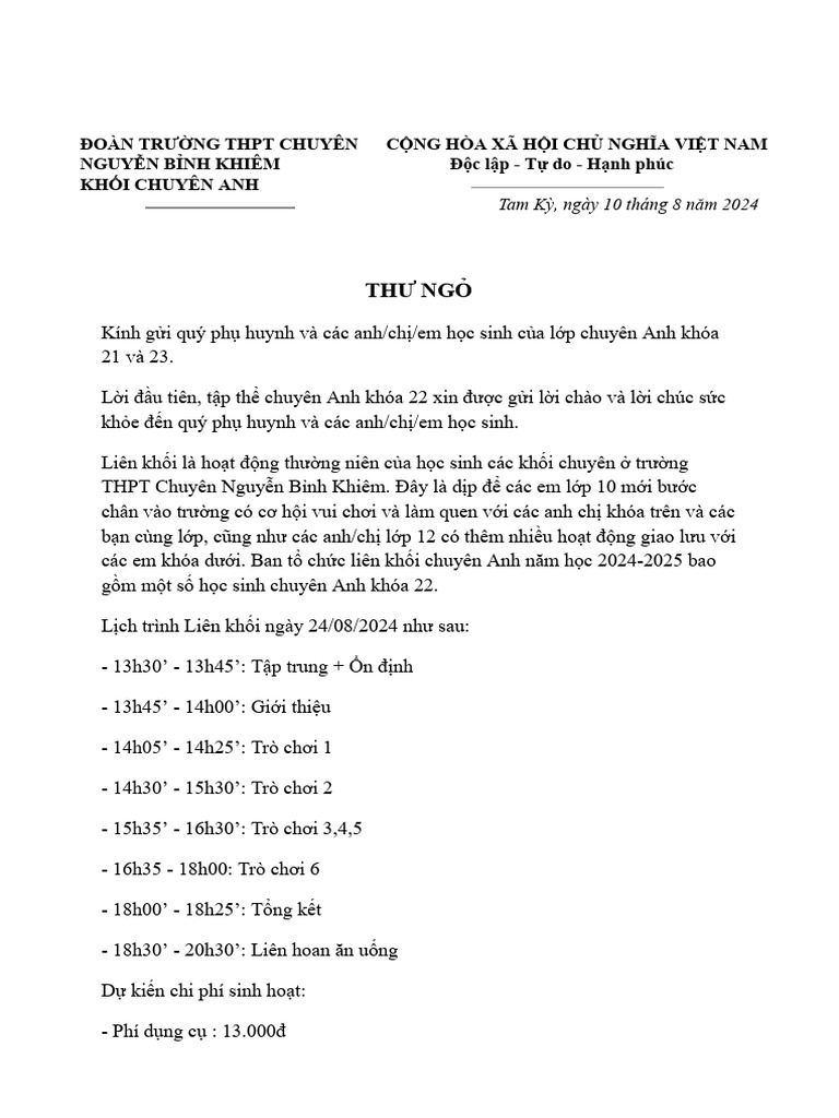 Đơn Xin Phép PH Huynh | PDF