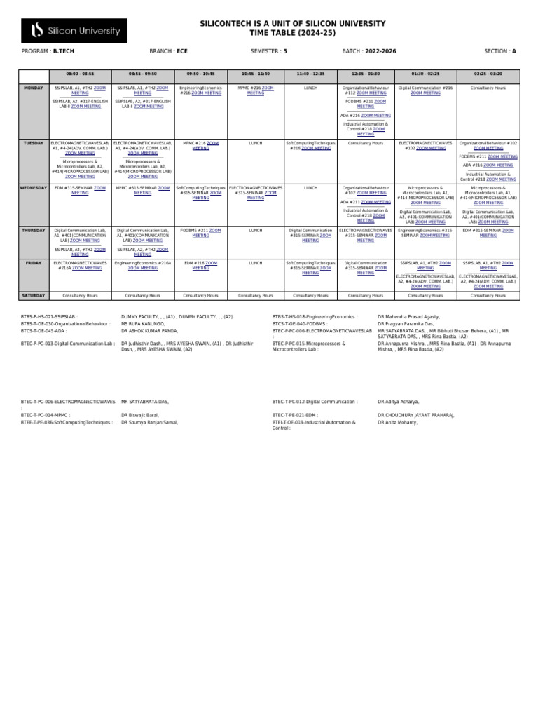 Timetable | PDF