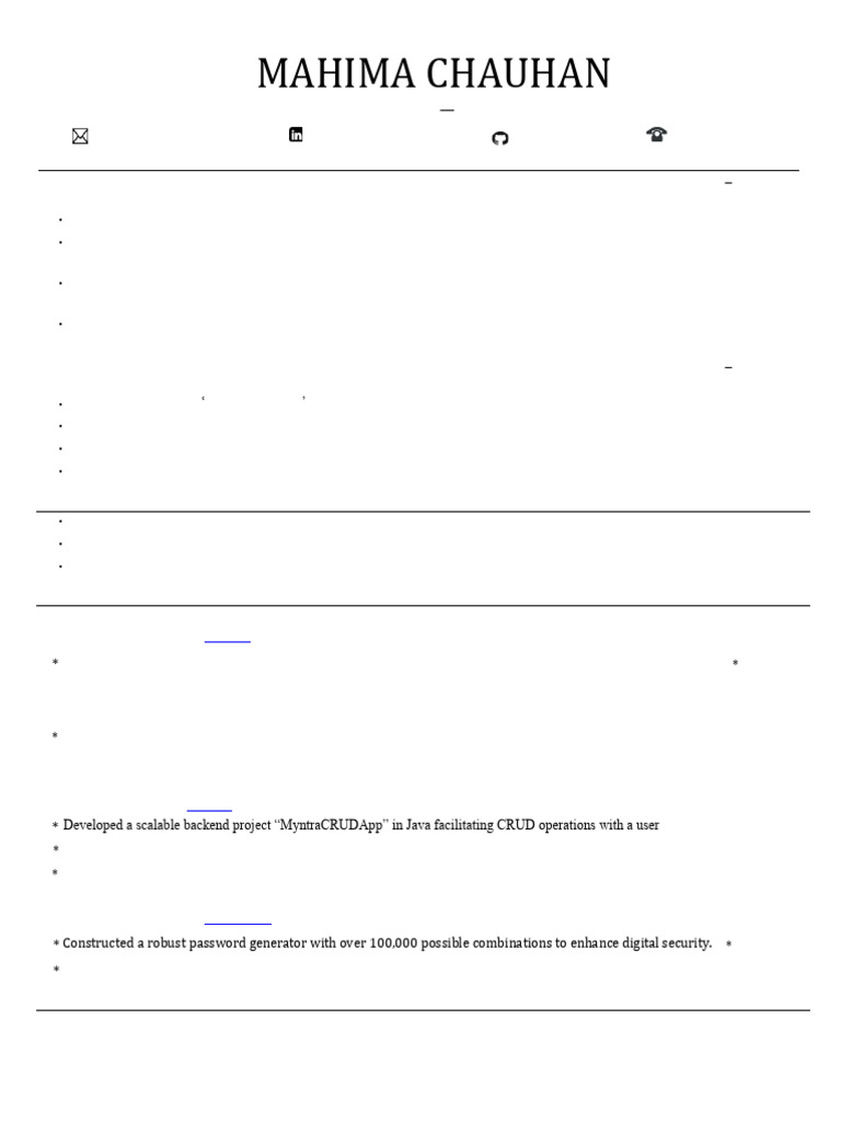 Mahima Chauhan: Experience | PDF