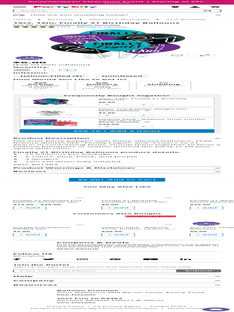 Finally 21 Birthday Balloons, 12in, 15ct Party City | PDF