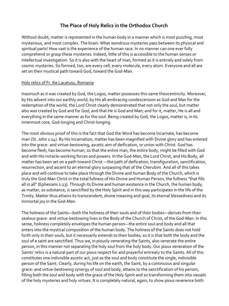 The Place of Holy Relics in The Orthodox Church | PDF