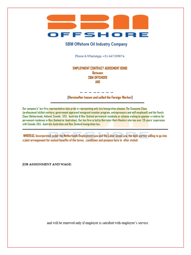 SBM Offshore-Contract Agreement Bond and MoU (R) | PDF | Employment ...