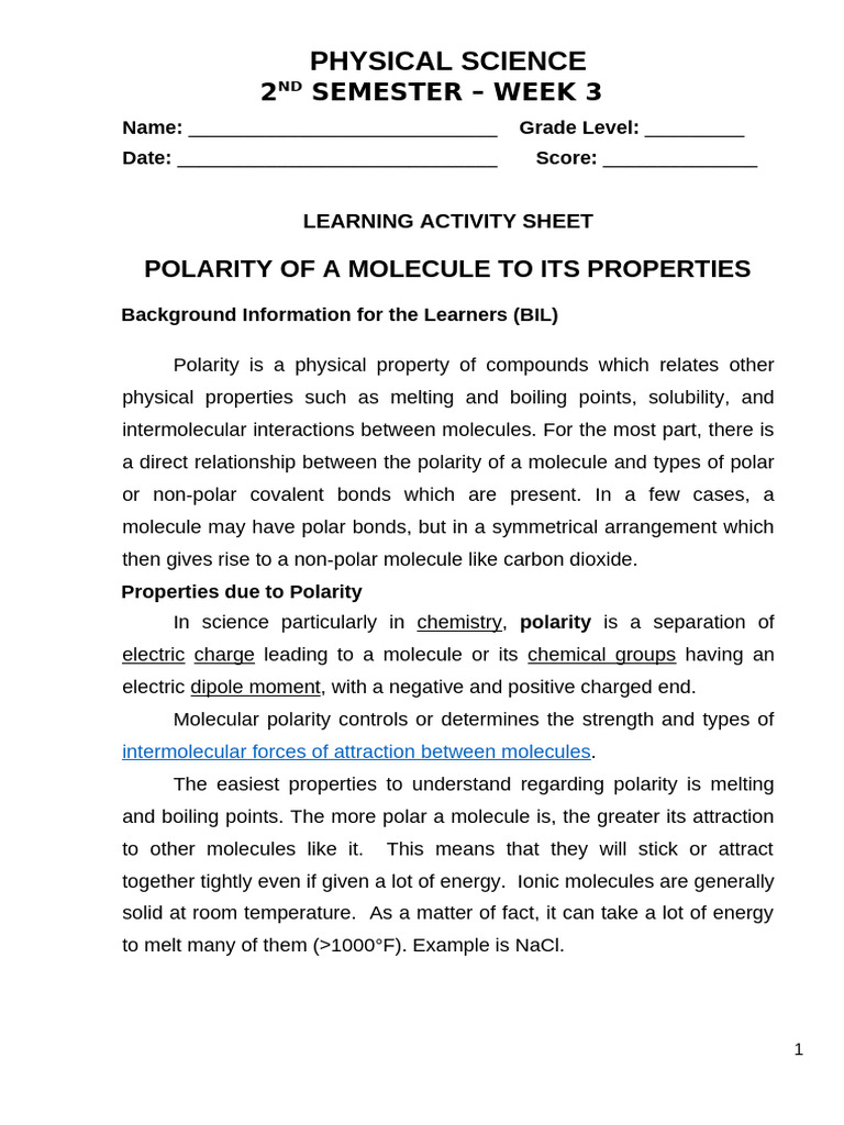 Physical Science - Q3 - W3 - 1 | PDF