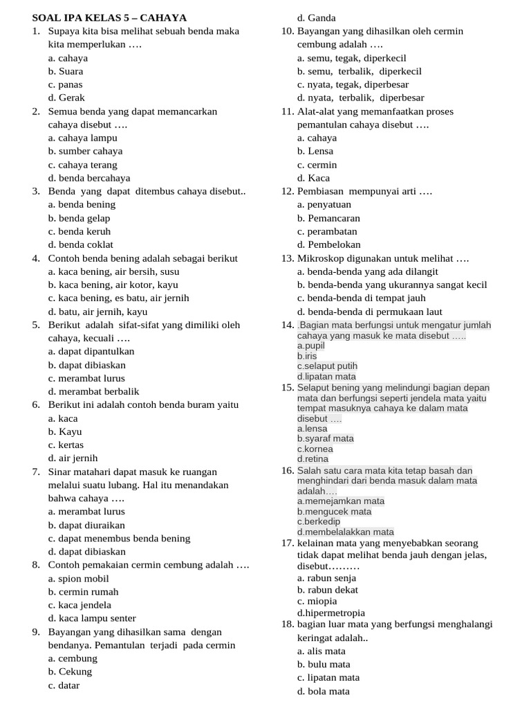 Soal Ippas Kelas 5 | PDF