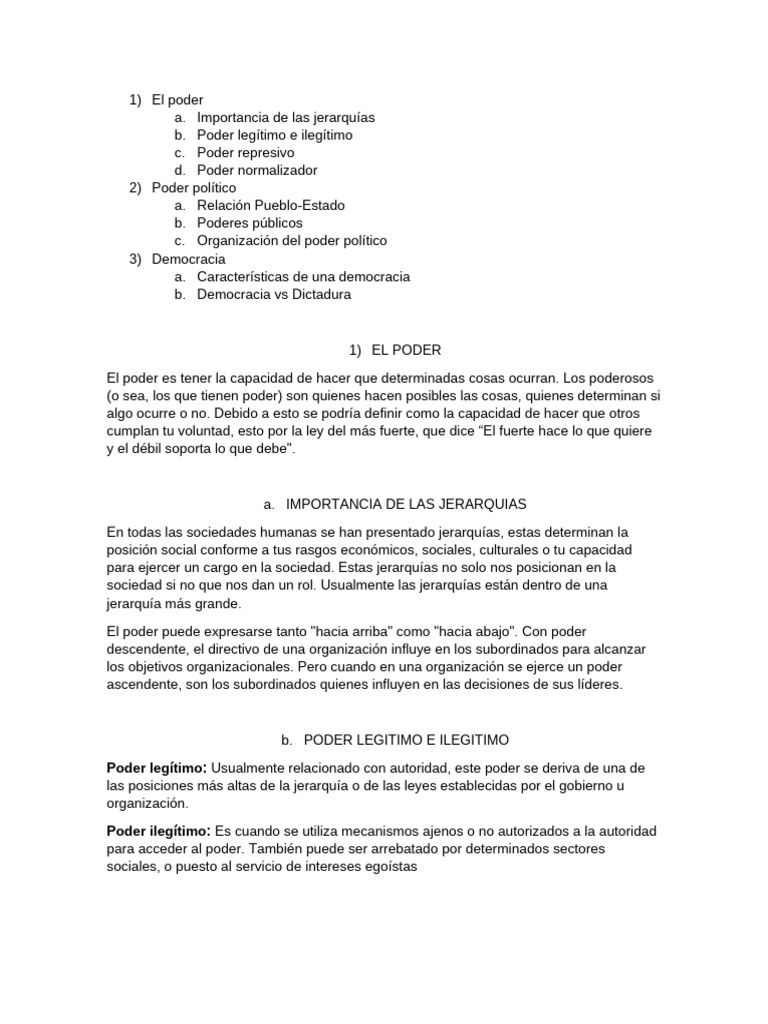 Poder Politico y Democracia | PDF
