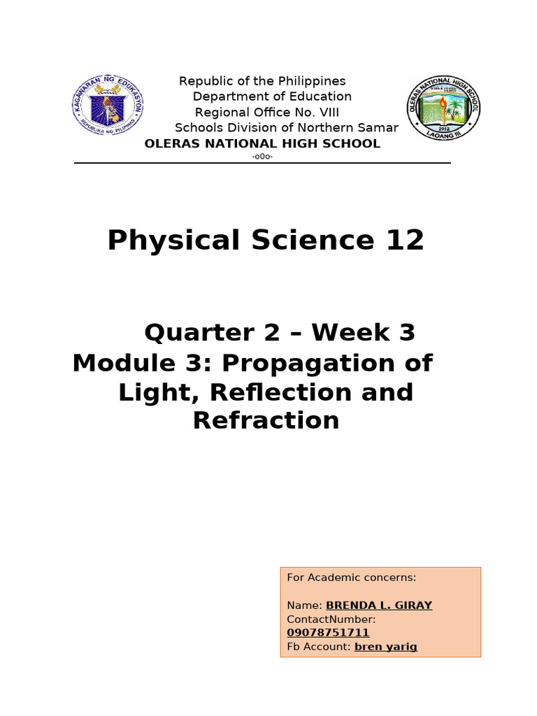 Physical Science - Week 3 054909 1 | PDF