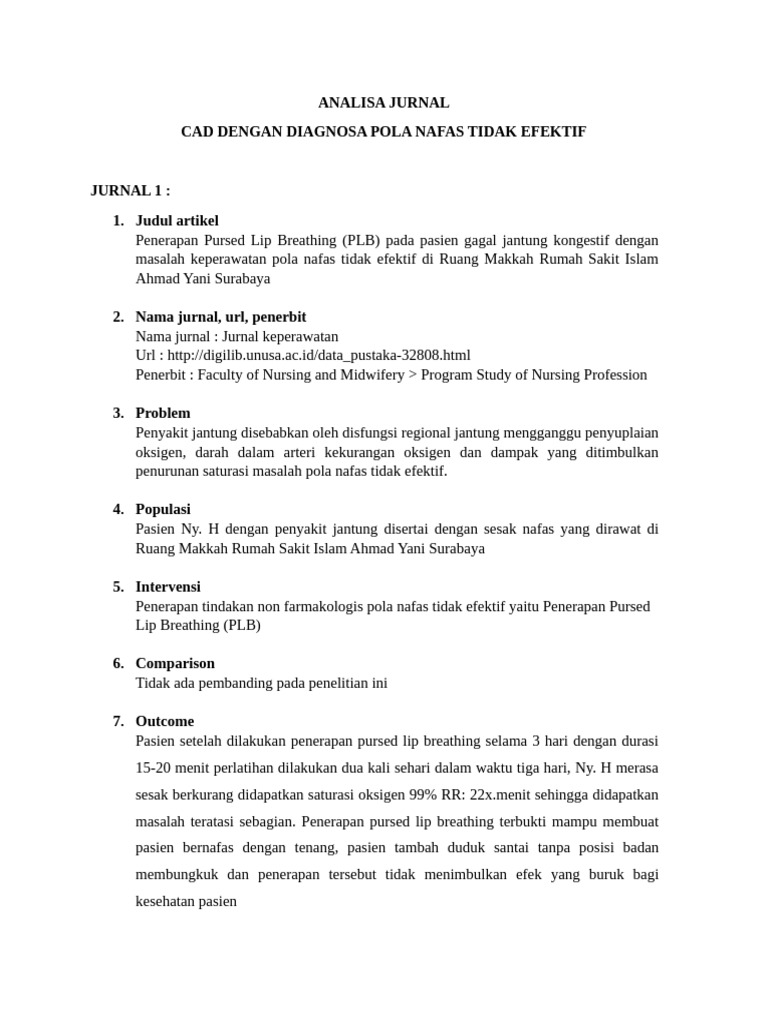 Analisa Jurnal Acd Pola Nafas Tidak Efektif | PDF