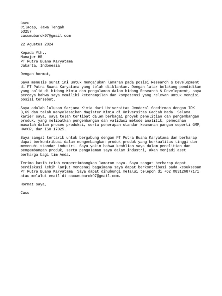 Cover Letter | PDF