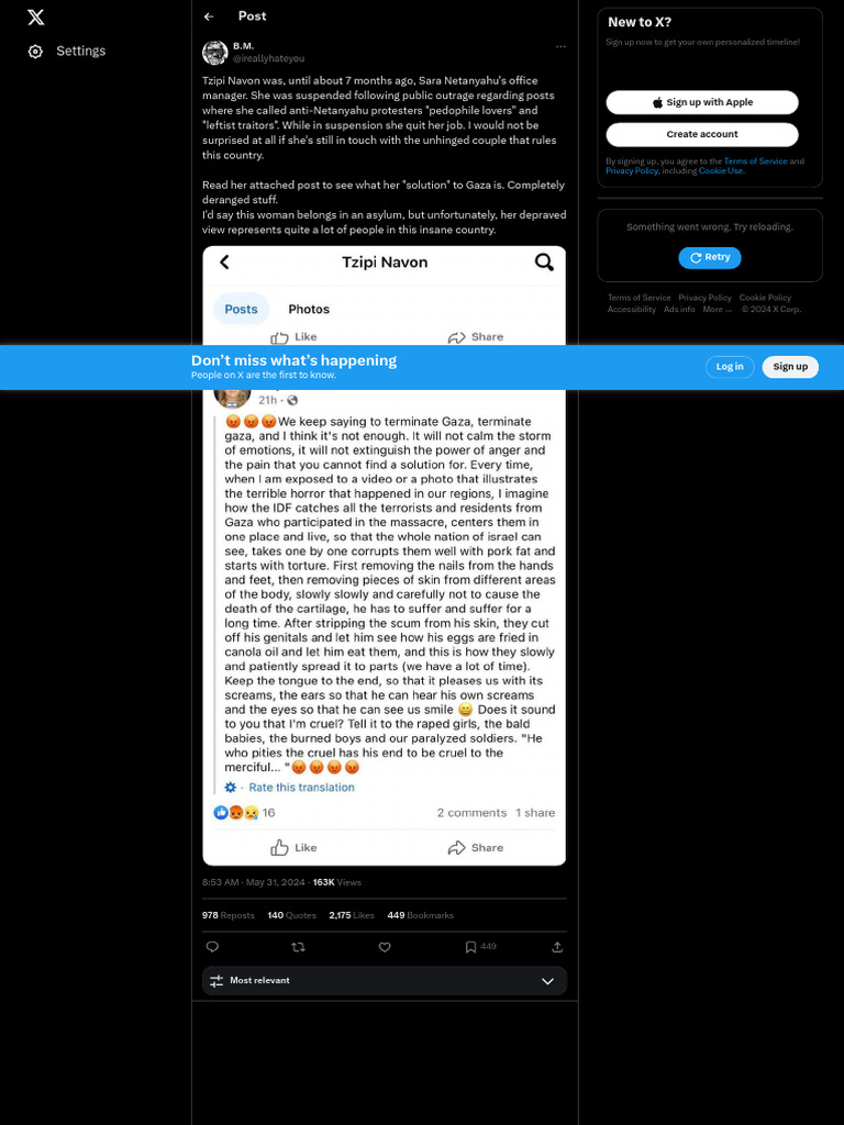 B.M. On X - Tzipi Navon Was, Until About 7 Months Ago, Sara Netanyahu's ...