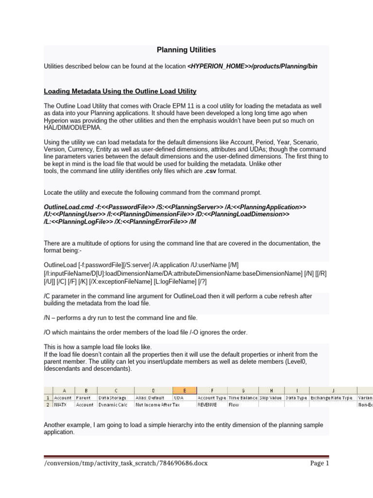 Loading Metadata Using The Outline Load Utility | PDF