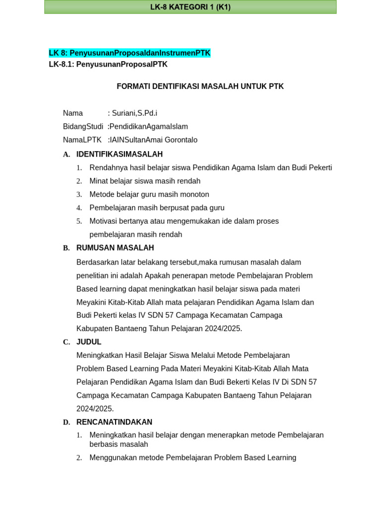 LK 8 Lokakarya Suriani, S.Pd.i | PDF