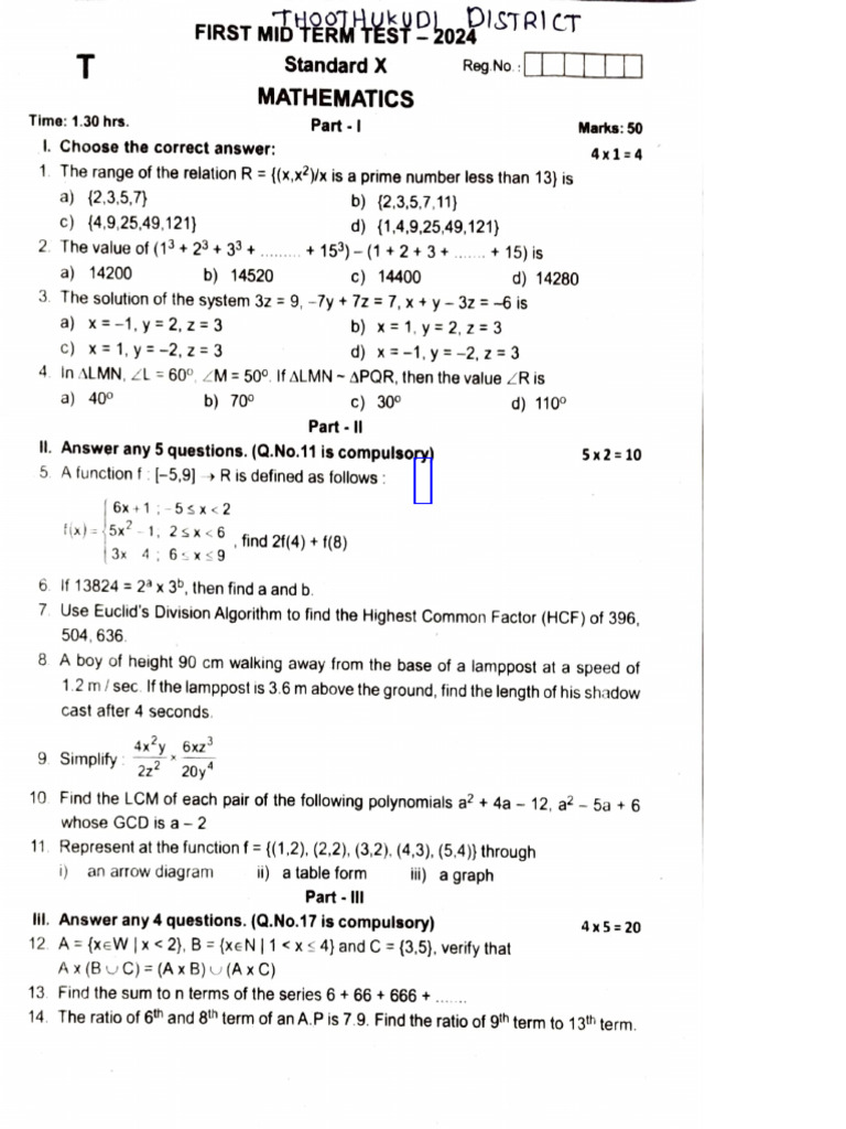 10th-Maths-1st-Mid-Term-Test-2024-Original-Question-Paper-Thoothukudi ...