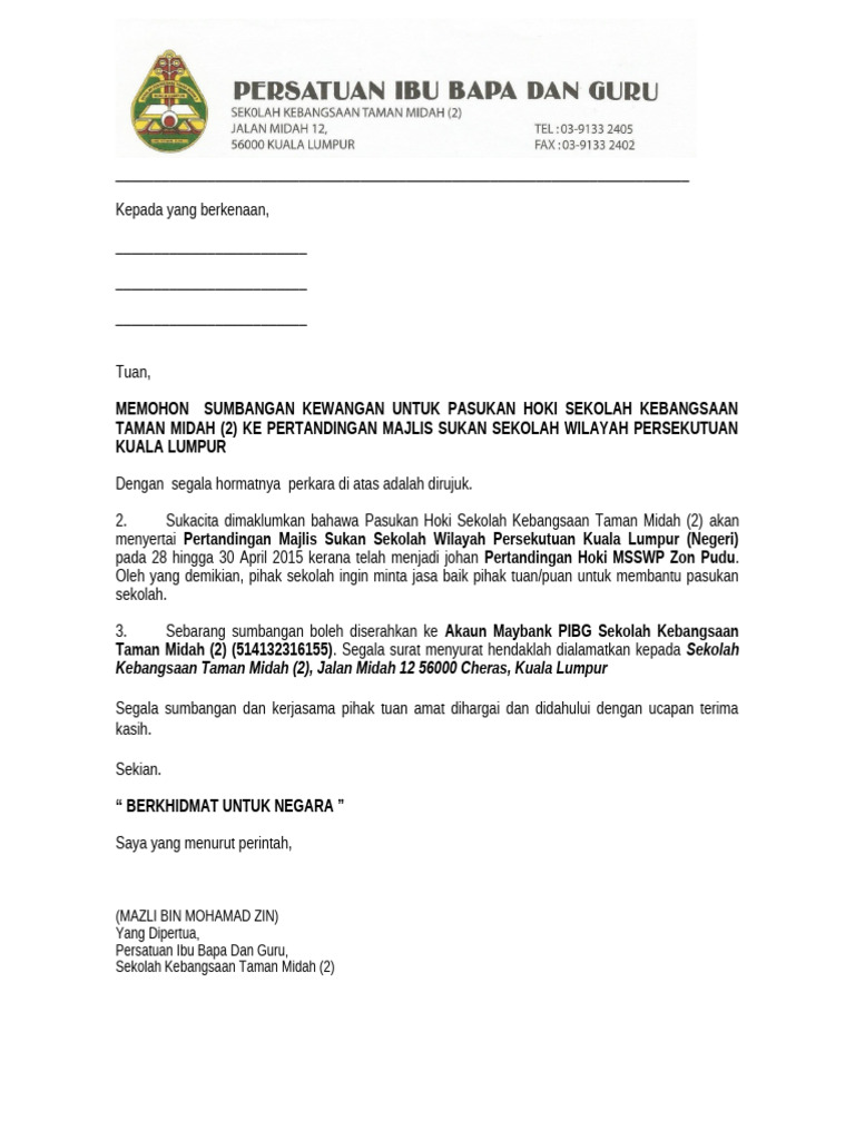 Surat Sumbangan | PDF