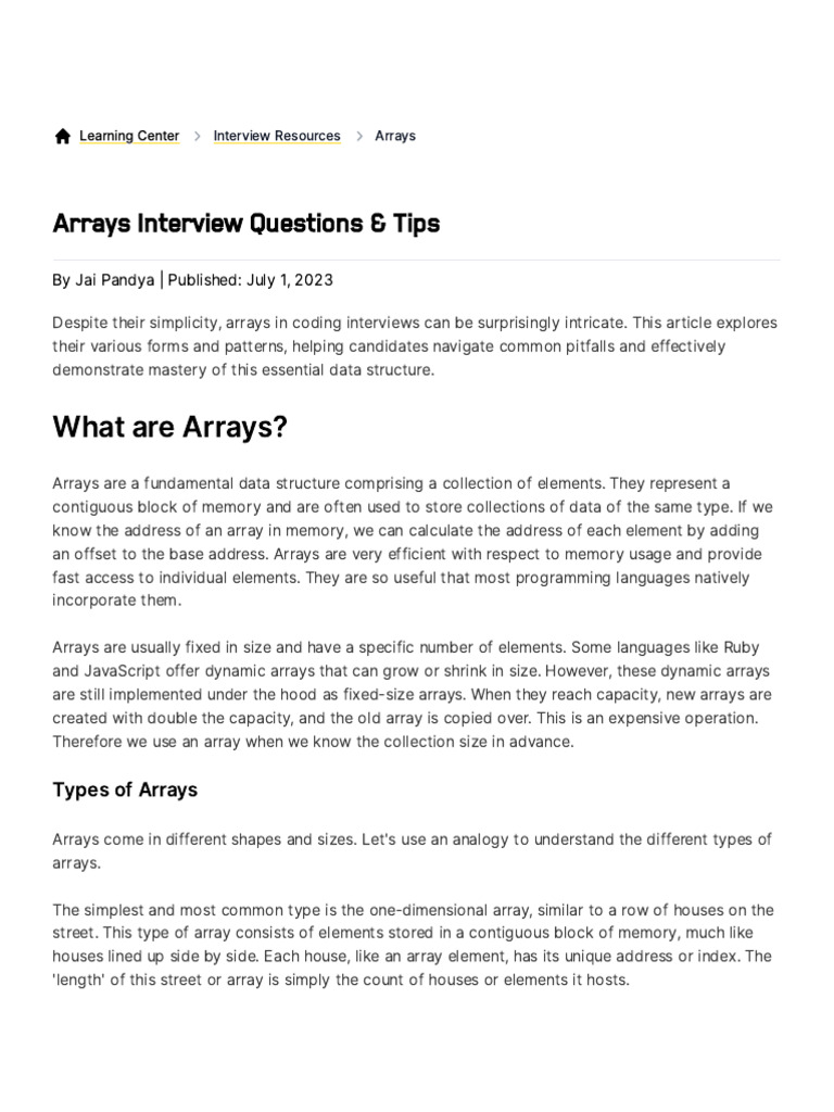 Arrays Introduction | PDF