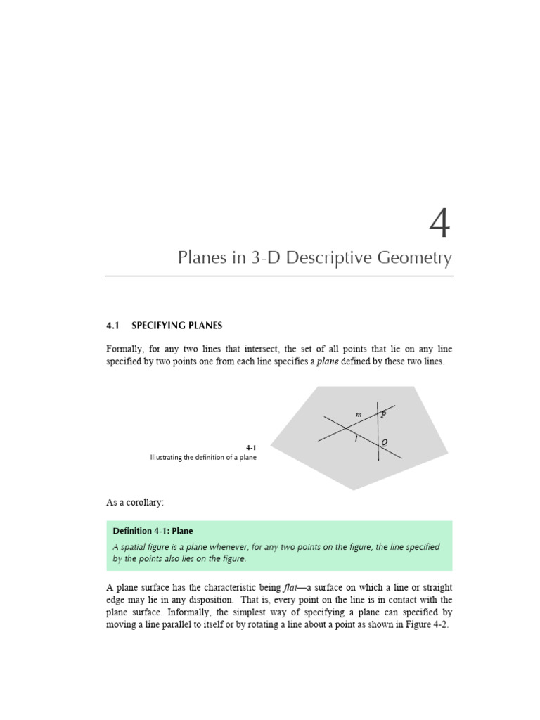 Descriptive Geometry - 4. Planes in Descriptive Geometry | PDF | Line (Geometry) | Geometry