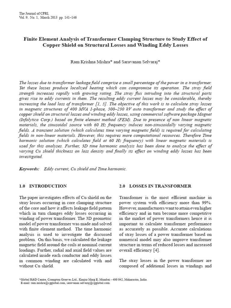 Finite Element Analysis of Transformer | PDF | Transformer | Teaching Methods & Materials